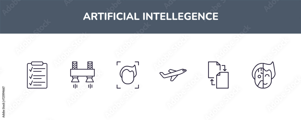 editable outline icons set. thin line icons from artificial ...