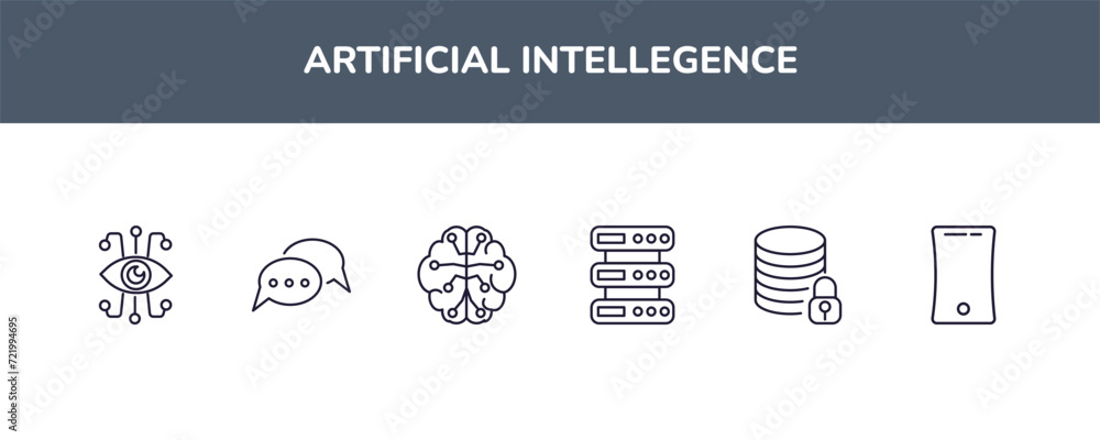 editable outline icons set. thin line icons from artificial ...