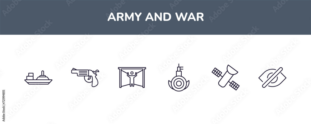 Editable Outline Icons Set Thin Line Icons From Army And War Collection Linear Icons Included