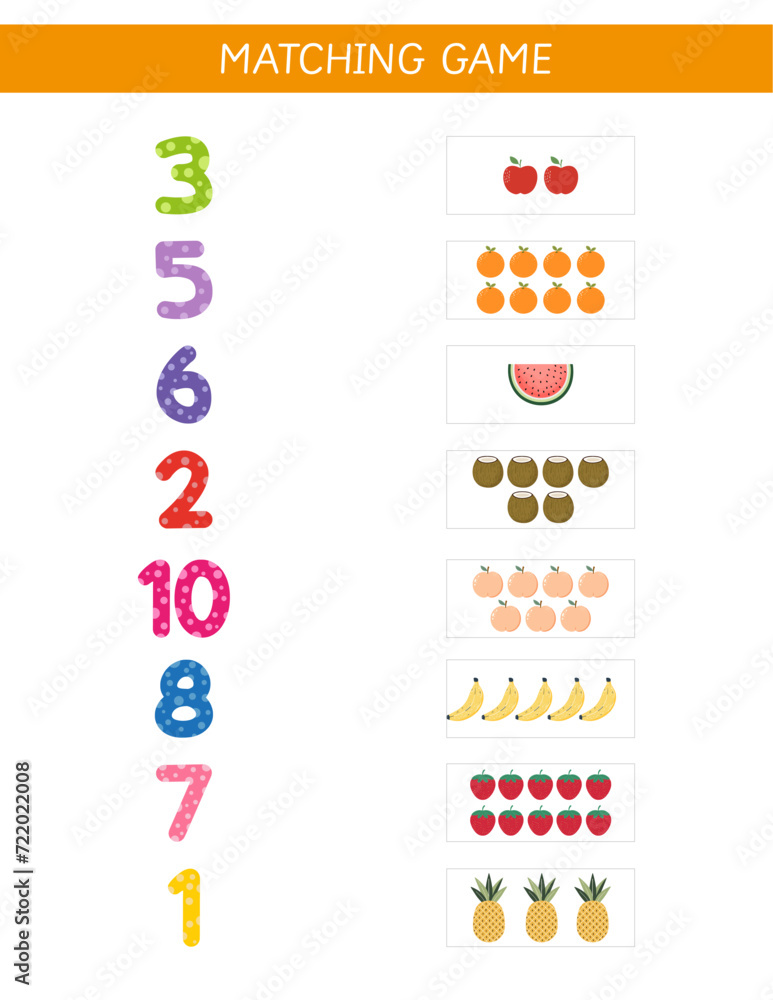 Vecteur Stock Number matching game. Count and match worksheet for ...