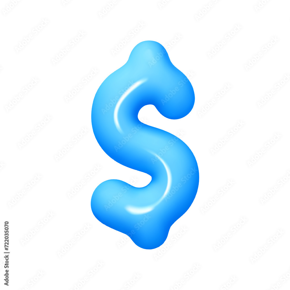 Symbols Dollar. Sign blue color. Realistic 3d design in cartoon balloon ...