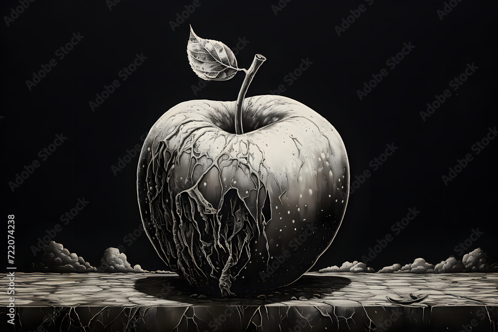 Pencil drawing of an apple, hand drawn apple, apple made by hand ...