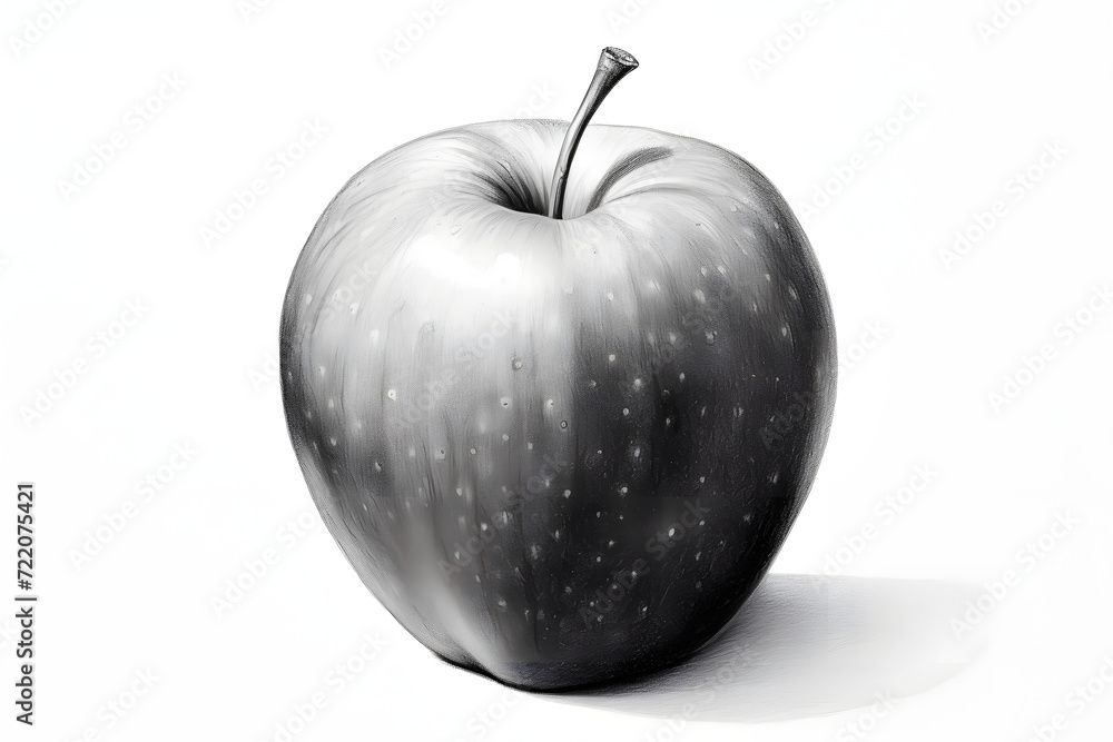 Pencil drawing of an apple, hand drawn apple, apple made by hand ...