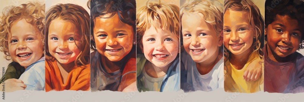 Collage of photos with different little children. Group of different ...