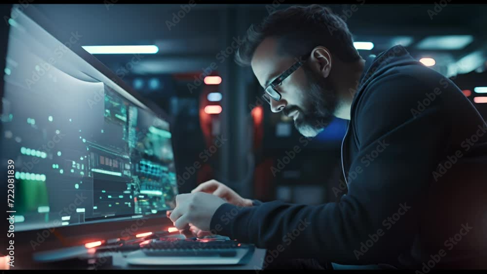 Engineer prints a prototype model on a 3d printer in a laboratory using ...