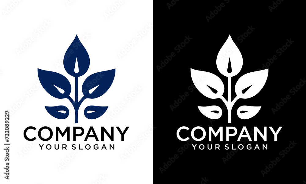 Simple flat green leaf design vector The concept of forest preservation by using natural ...