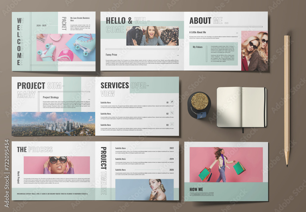 Welcome Packet Magazine Layout Landscape Stock Template | Adobe Stock