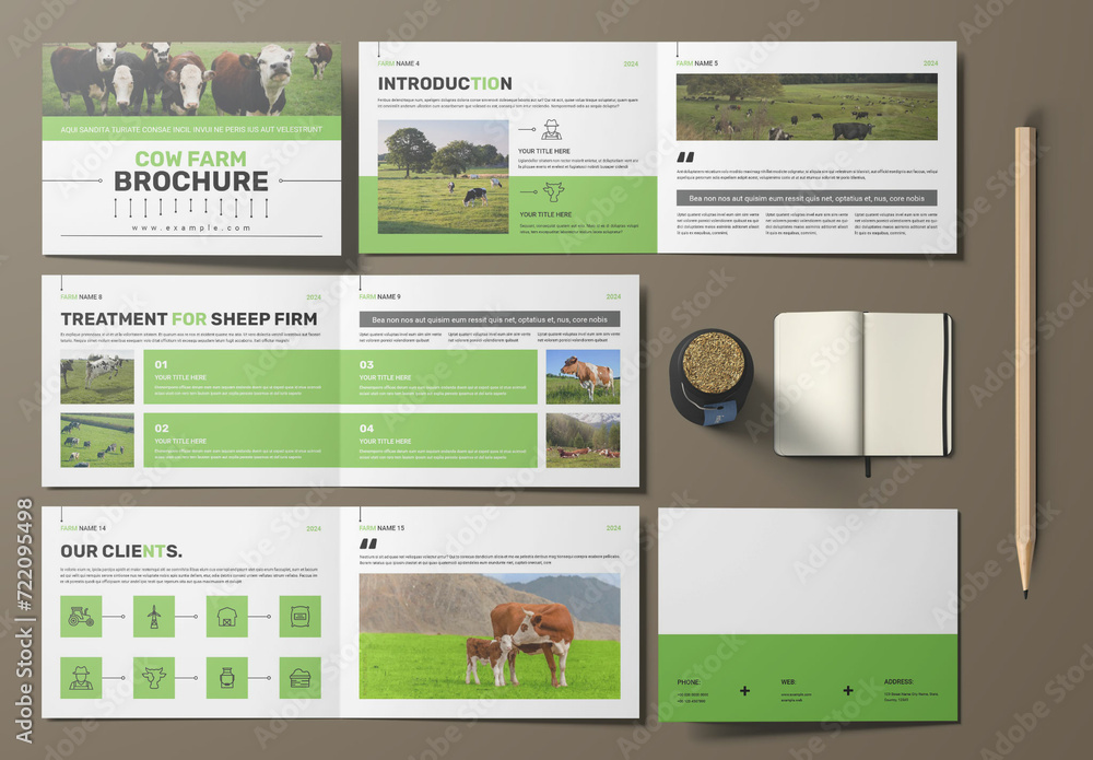 Cow Farm Brochure Template Landscape Stock Template | Adobe Stock