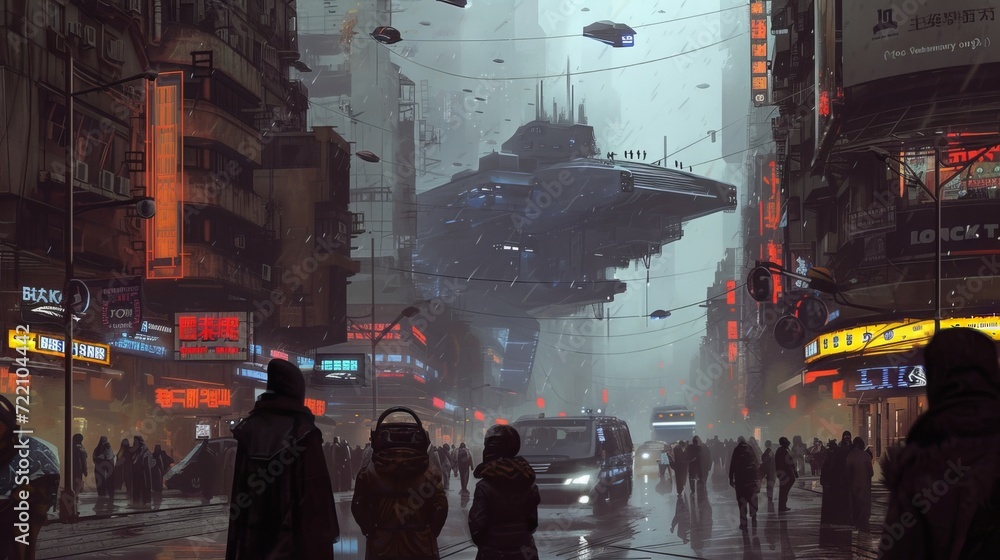 Design a cosmic scene where microchips and electronic elements form ...