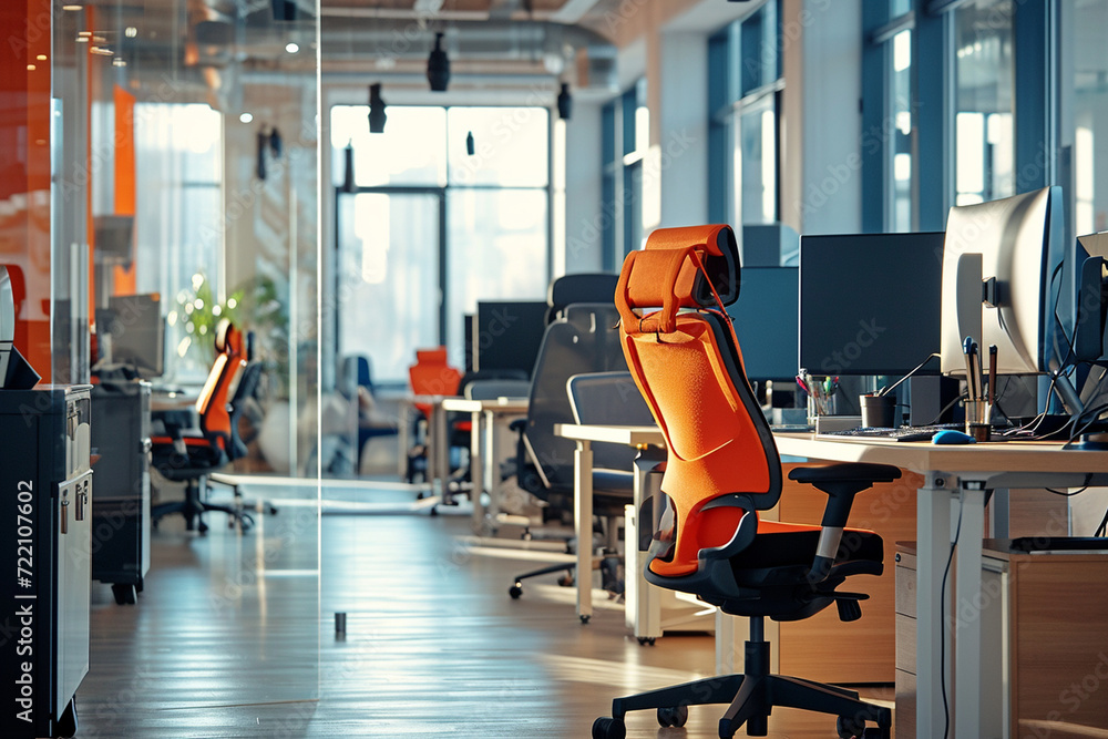 minimalist workplace with ergonomic and accessible workstations, emphasizing the importance of ...