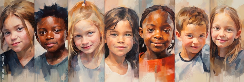 Collage of photos with different little children. Group of different ...