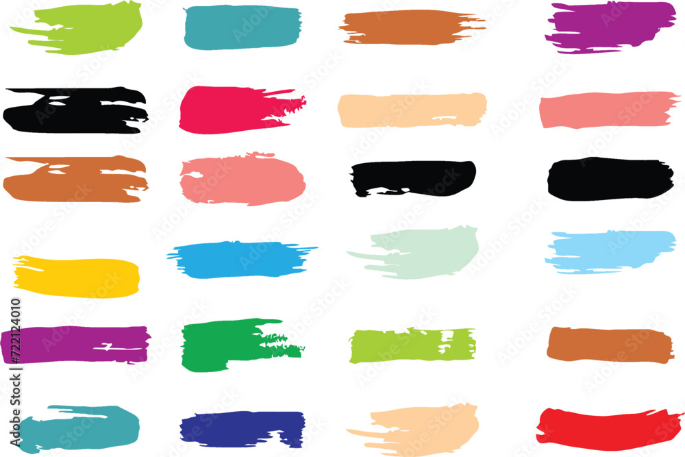 Set of paint brush color samples. Marker highlighter text selection ...