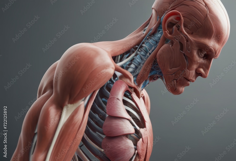 Anatomy human body model inthe class room on white background.Part of ...