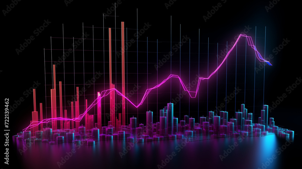pink market graph, abstract background with lines, Financial neon ...