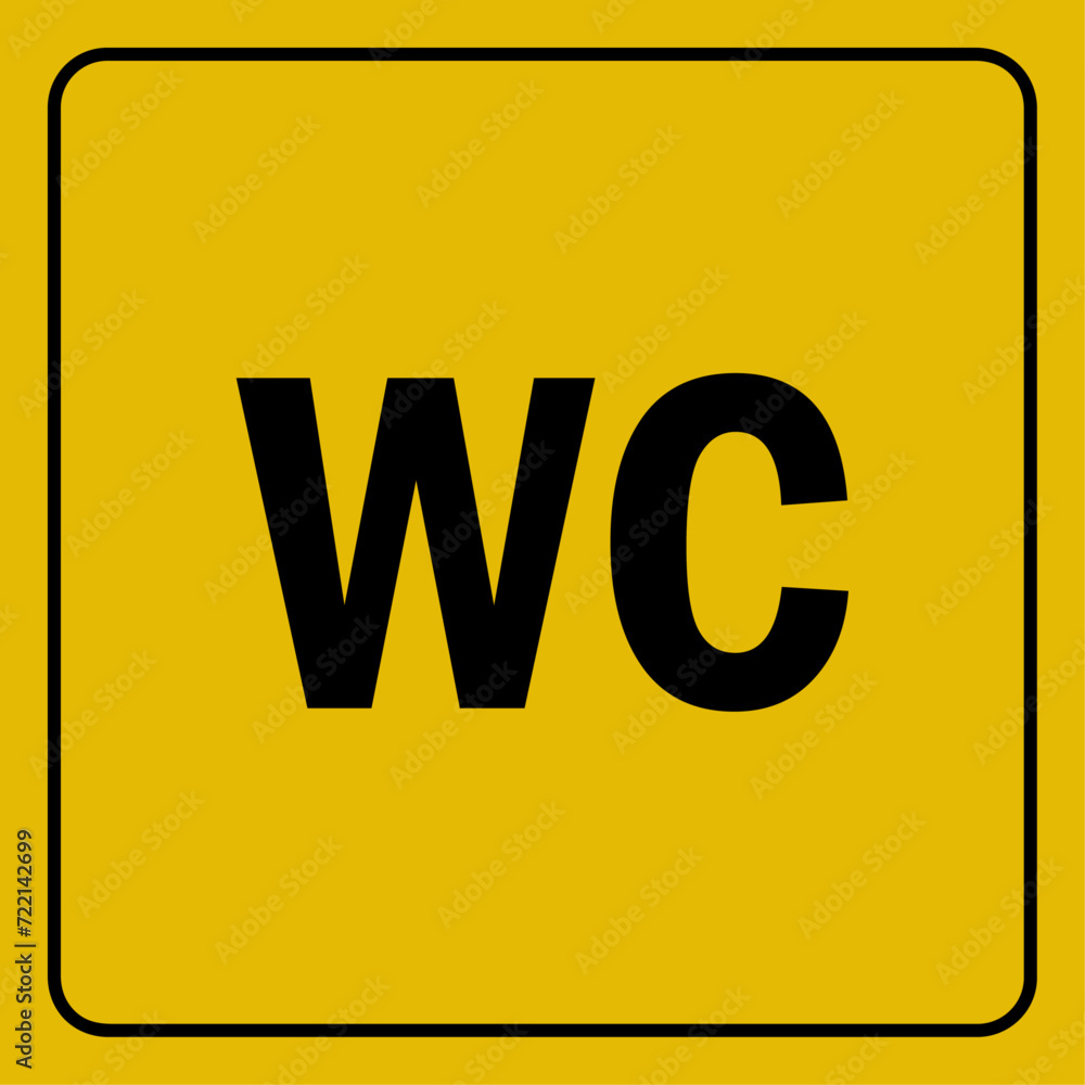 WC line icon on yellow background. Linear style toilet symbol. Restroom ...
