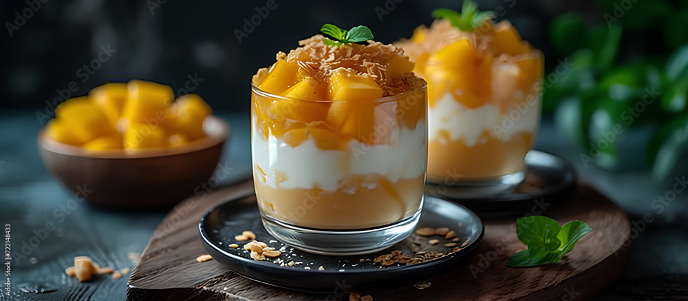 Mango Cheese Milk, a delicious dessert with jelly, nata de coco, basil ...