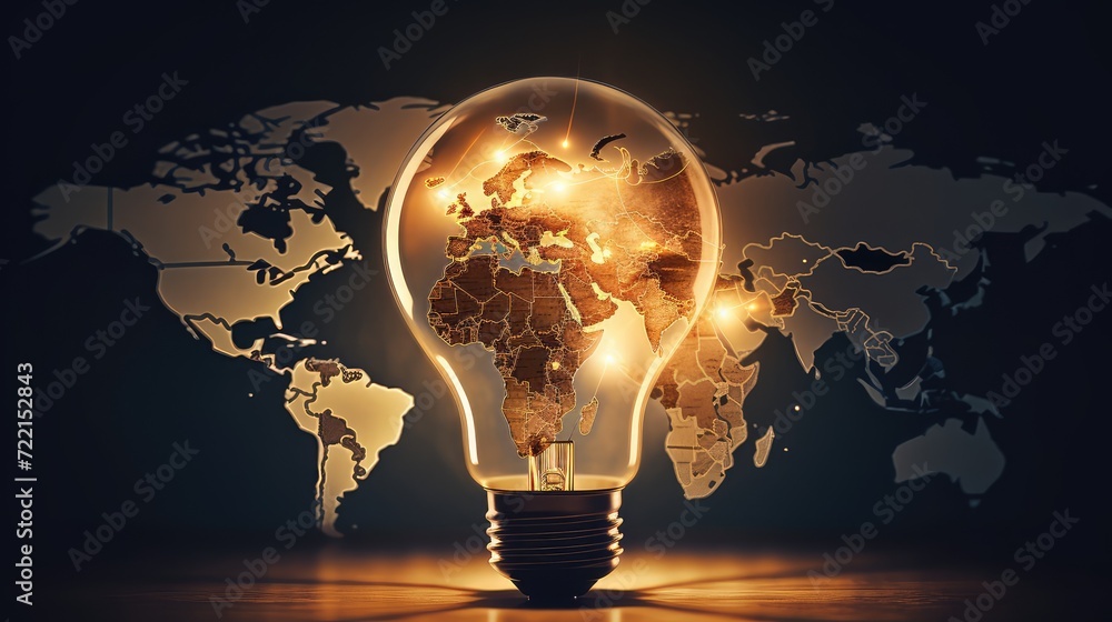 Illuminating the Globe: A Light Bulb with a World Map Inside - A Symbol ...