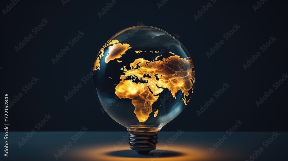 Illuminating the Globe: A Light Bulb with a World Map Inside - A Symbol ...