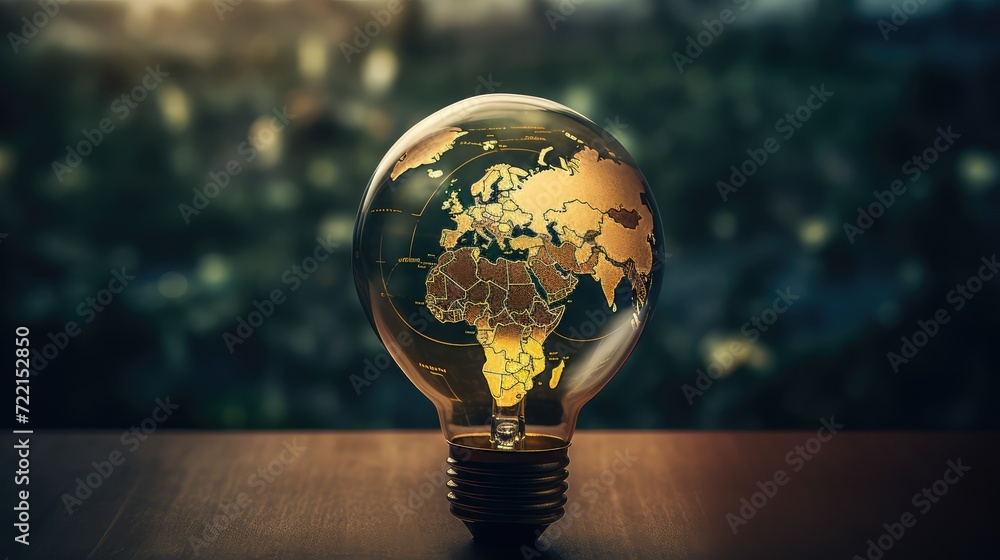 Illuminating the Globe: A Light Bulb with a World Map Inside - A Symbol ...