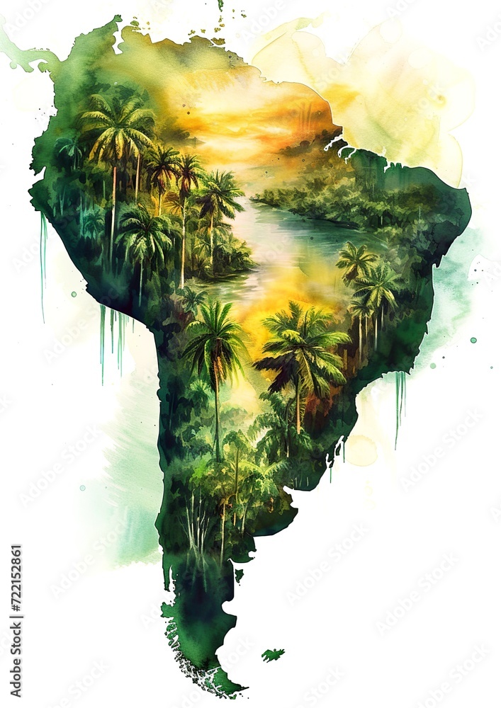 Drawing map showing the location of the Amazon rainforest Stock ...