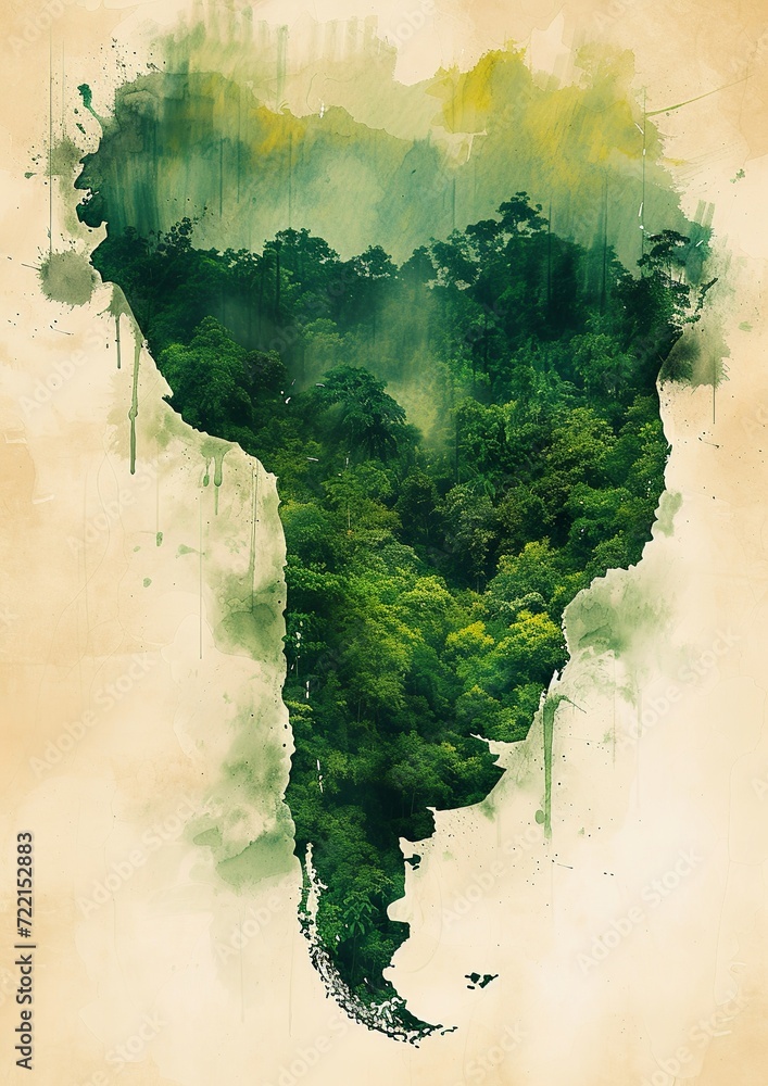 Drawing map showing the location of the Amazon rainforest Stock ...