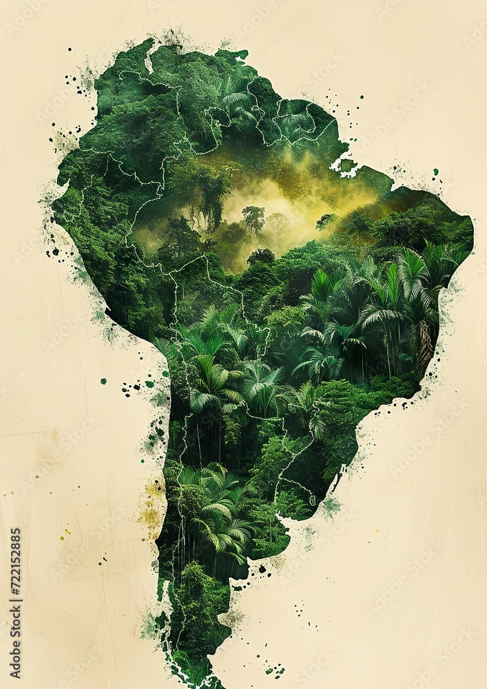 Drawing map showing the location of the Amazon rainforest Stock ...