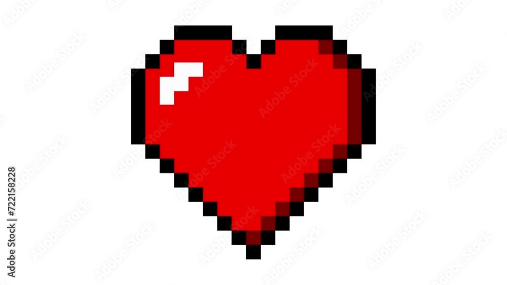 Pixel art love heart valentine colored icons. Pixel art 8-bit. Red ...
