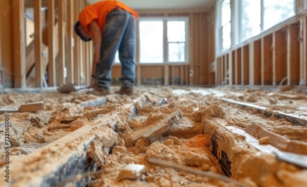 Contractor at work: Home renovation and refurbishment project with ...