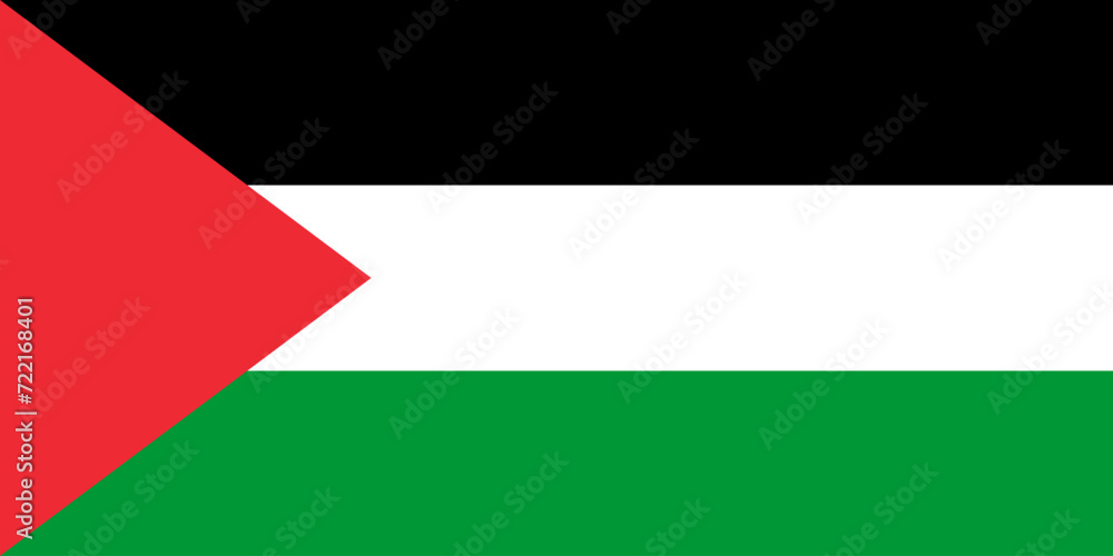 Flag of Near East region of Palestine with red triangle and red white ...