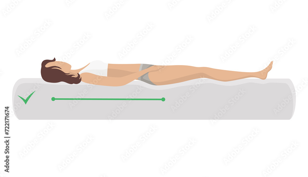 Correct sleeping body posture. Healthy sleeping position spine on ...