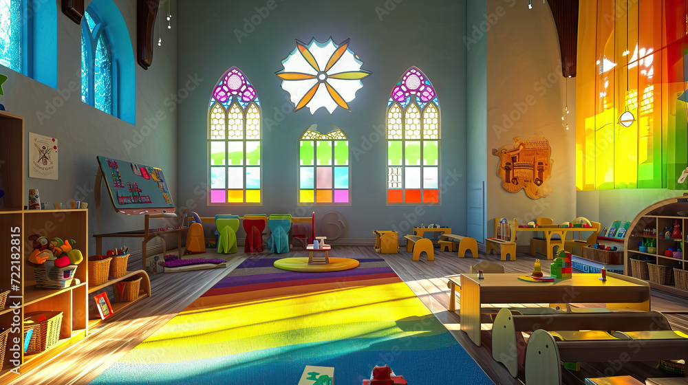 Joyful Scene: An Animated Church Nursery Filled with Cheerful Toddlers ...