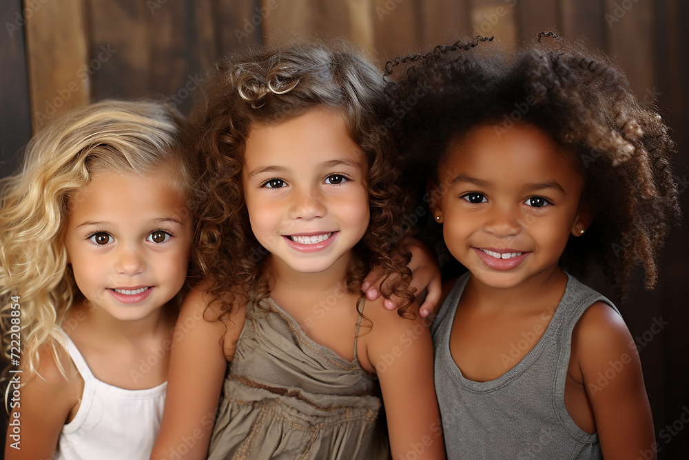 group of kids of different cultures and nationalities, equality ...
