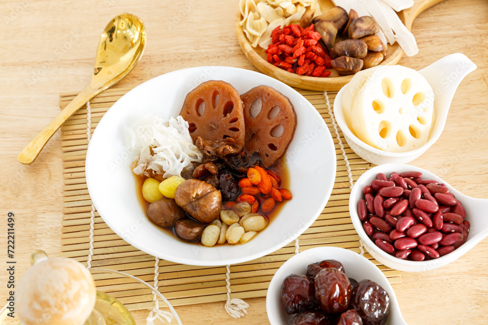 Cheng Sim Ei, A famous Thai dessert on top with ice blast and syrup ...