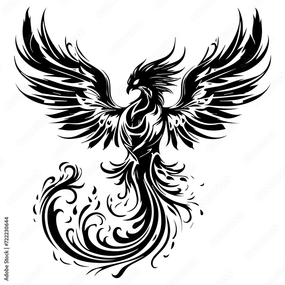 Vetor de phoenix bird icon illustration, phoenix bird silhouette logo ...