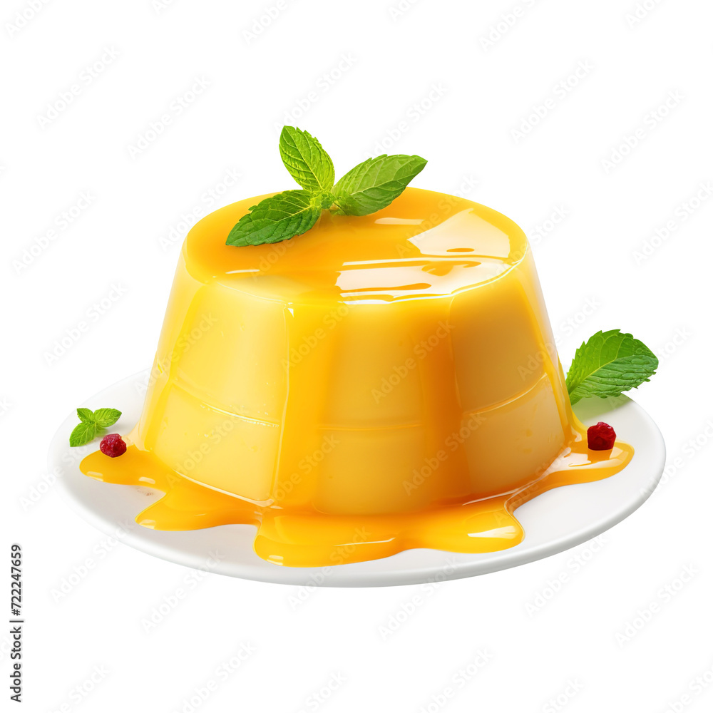 mango pudding isolated on transparent background Remove png, Clipping Path, pen tool Stock Photo ...