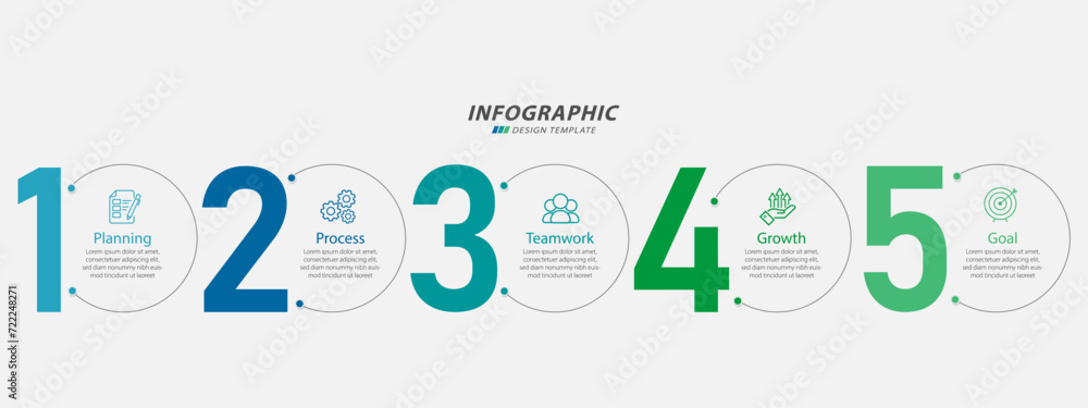 Timeline infographic template. 5 Step timeline journey, calendar Flat ...