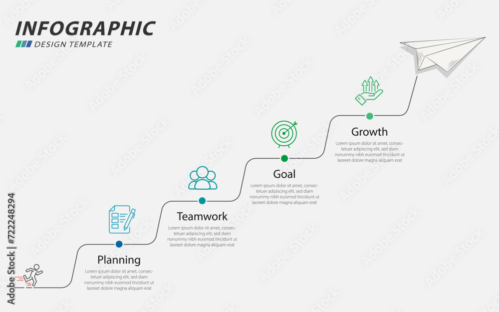 Timeline infographic template. 4 Step timeline journey, calendar Flat ...
