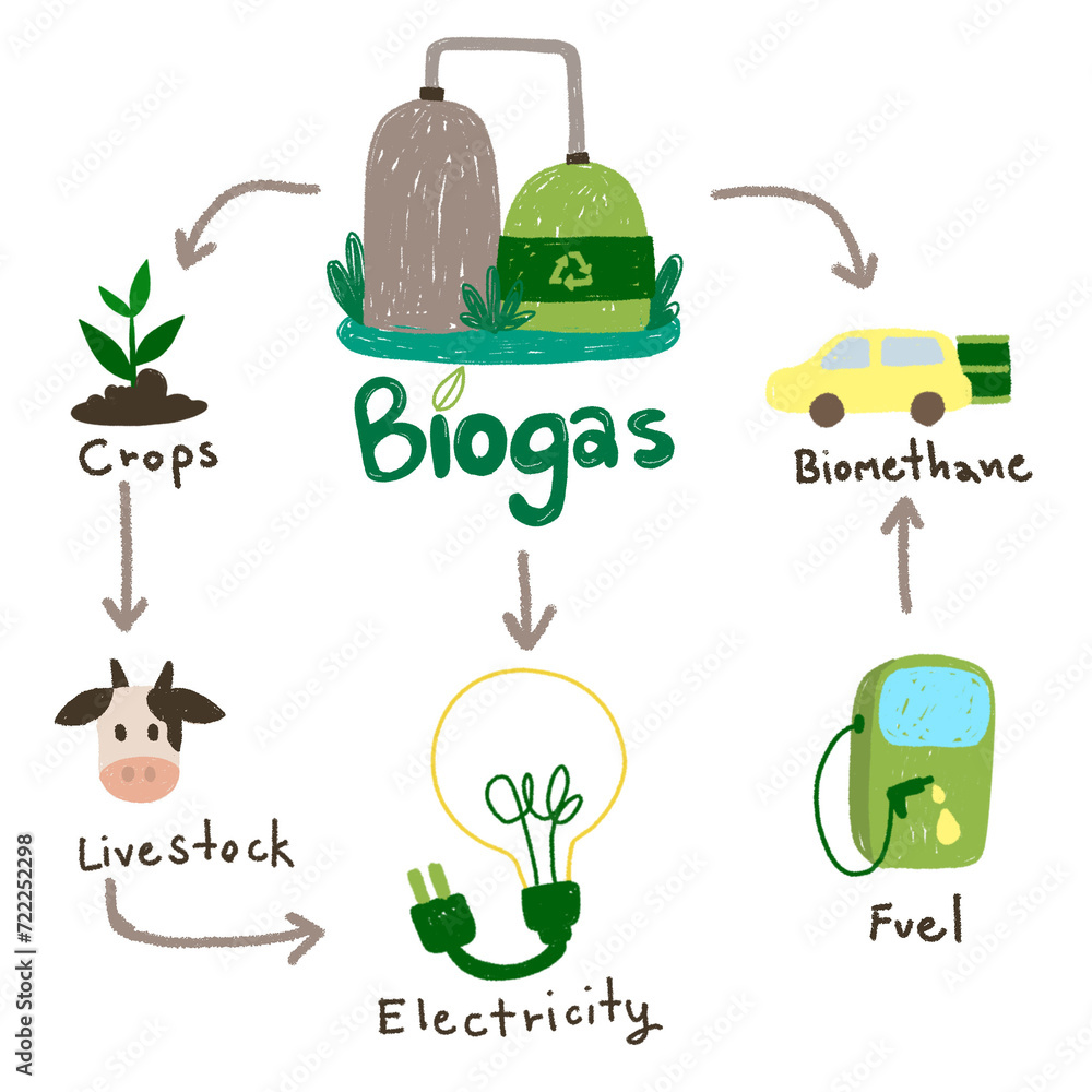 Biogas or bio gas division for energy consumption and sources outline ...