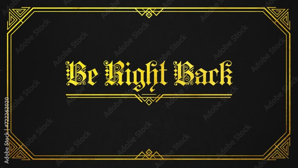 Golden luxury BRB stream overlay. Animated loop with gold design ...