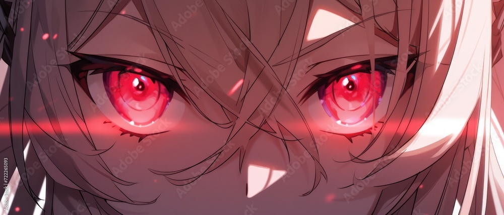 Anime Face with Fiery Red Eyes. A Bold and Intense Expression. Stock ...