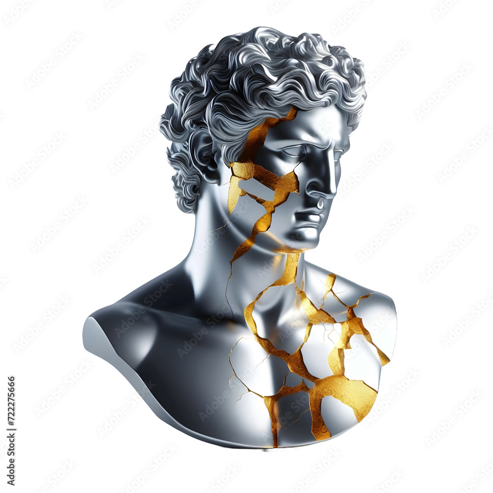 PNG Greek Sculpture shinny silver and Gold, Head of David sculpture ...