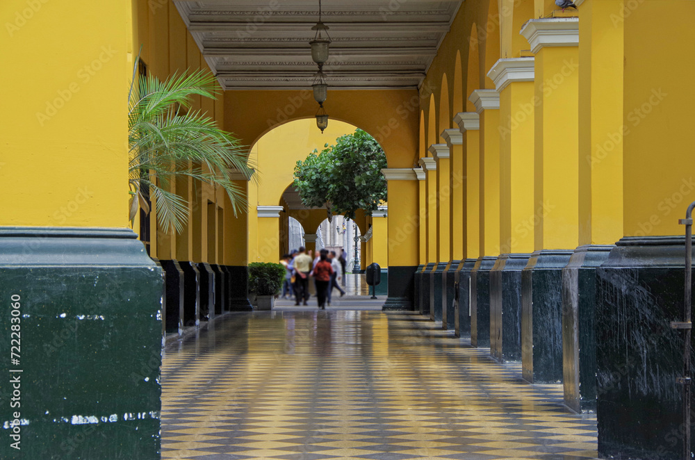 Colonial Latin American architecture downtown house building facades ...
