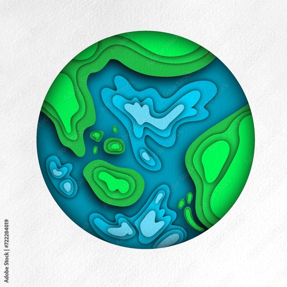 World Earth day concept on 22 April. 3D Paper cut eco friendly design ...