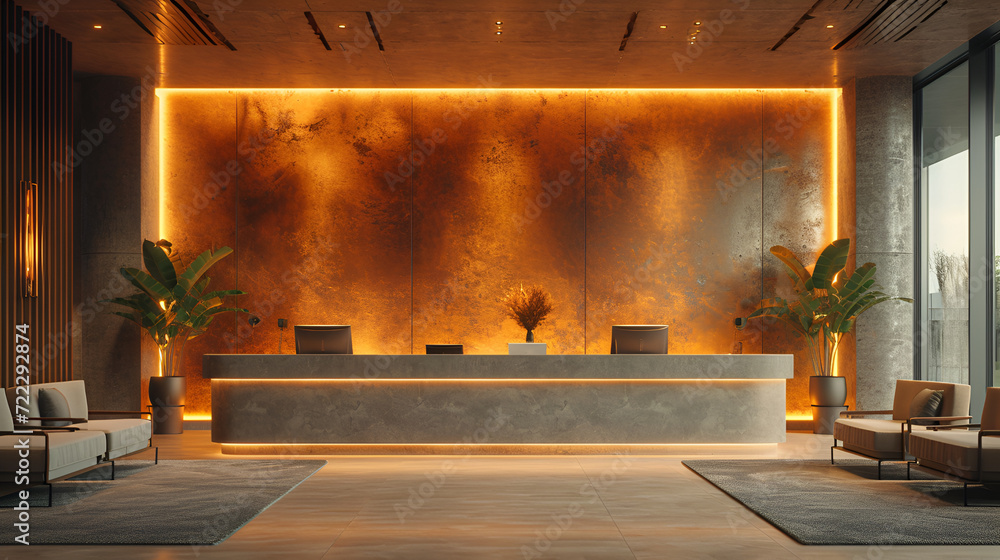 Welcoming Elegance: A Glimpse into the Modern Office Reception Stock ...