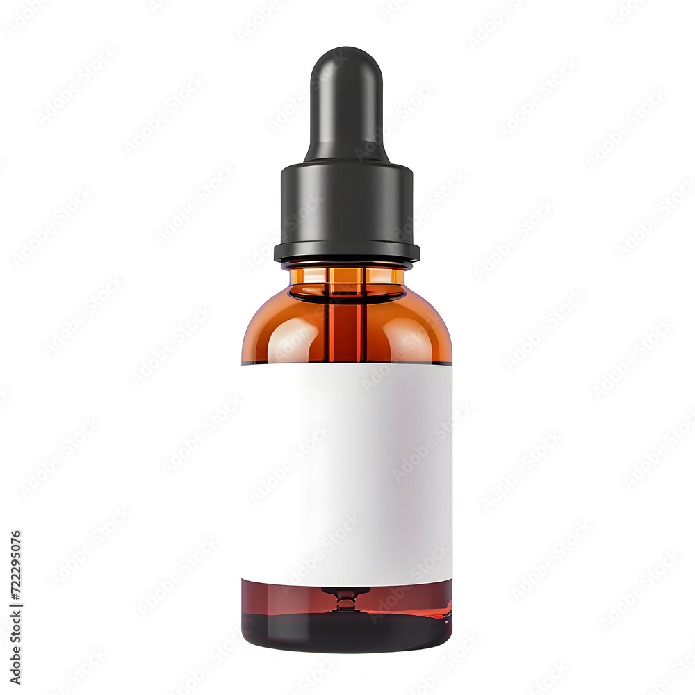 Dropper bottle with white label with space for text or logo, isolated ...