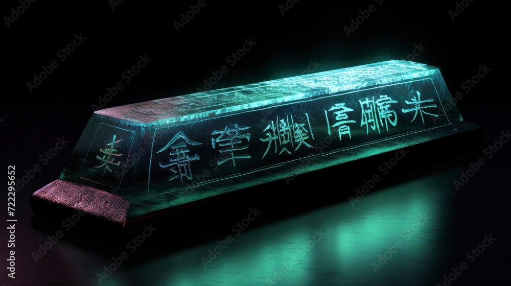 Ethereal Fusion, Glowing Japanese Calligraphy, Runes, and Diagrams ...
