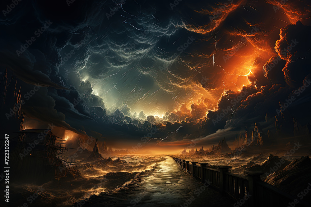 Dramatic twilight storm, showcasing the raw power of nature as ...