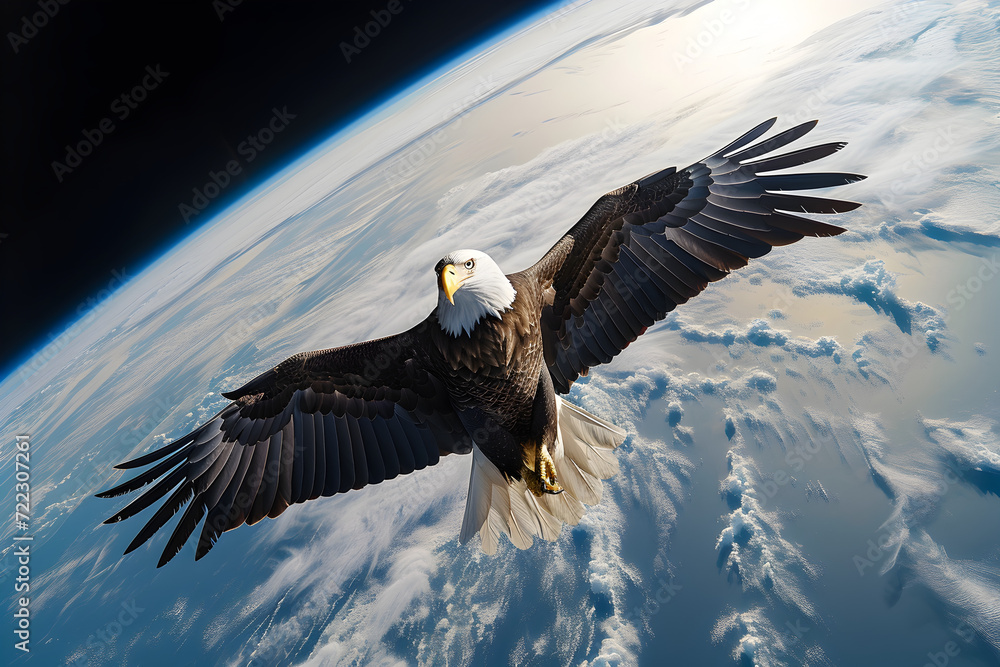 Majestic Eagle Flying Across the Earth Stock Illustration | Adobe Stock