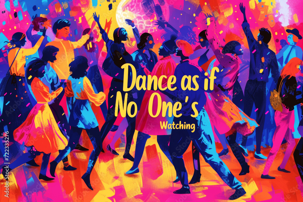 Vibrant Dance Floor Illustration with Inspirational Quote. A lively ...