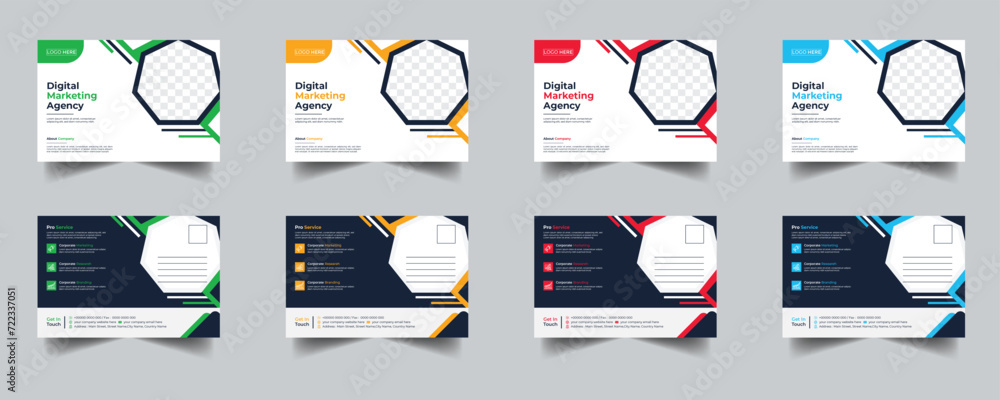 Modern Creative Corporate Post Card Template, Vector Template for ...